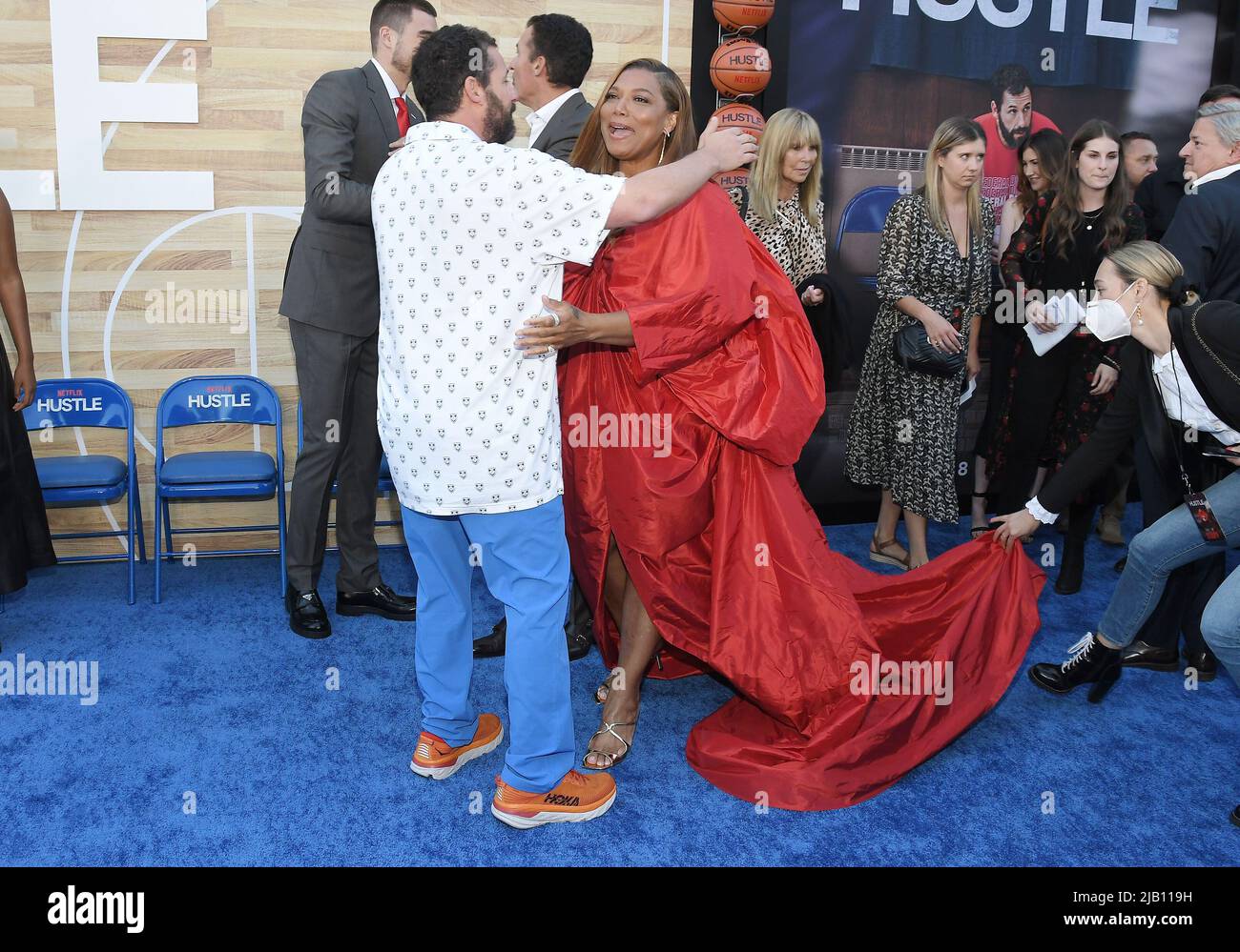 (L-R) Adam Sandler and Queen Latifah at Netflix's HUSTLE Los Angeles ...
