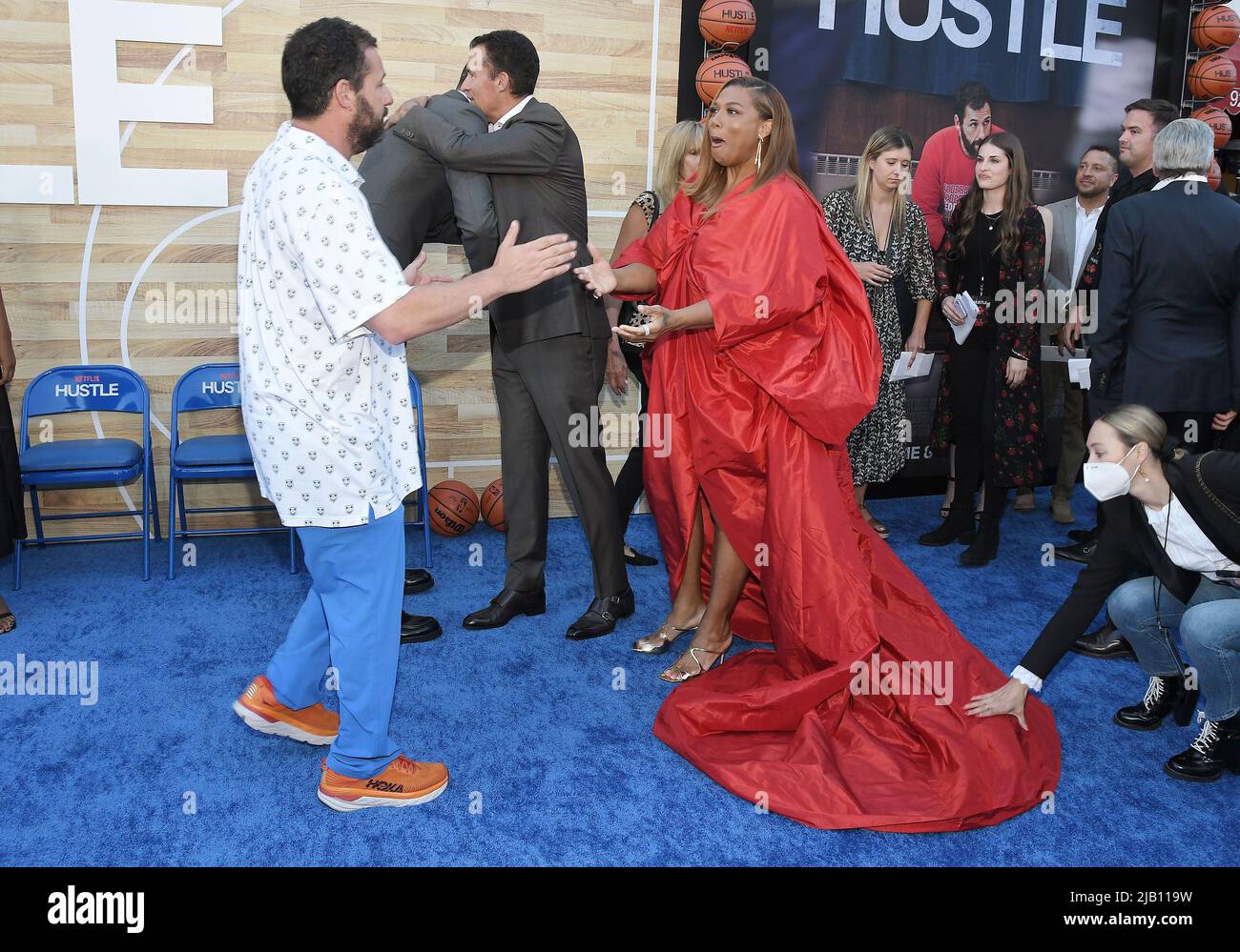 (L-R) Adam Sandler and Queen Latifah at Netflix's HUSTLE Los Angeles ...