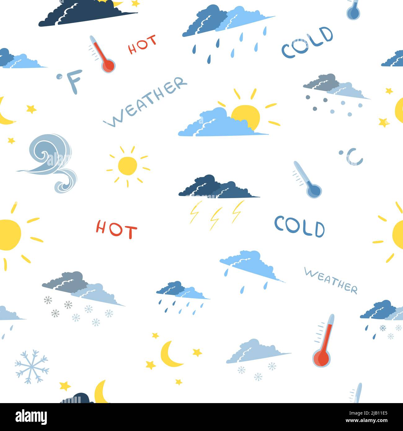 Seamless weather forecast pattern background vector illustration Stock ...