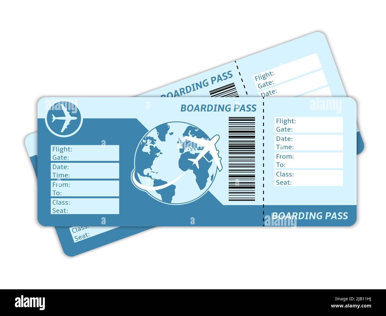 Blank plane tickets for business trip travel or vacation journey ...