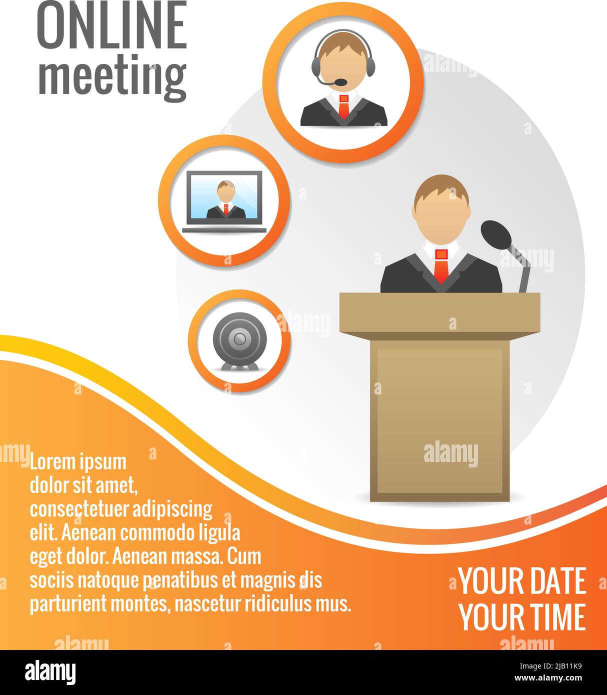 Business people meeting poster or print layout template vector ...