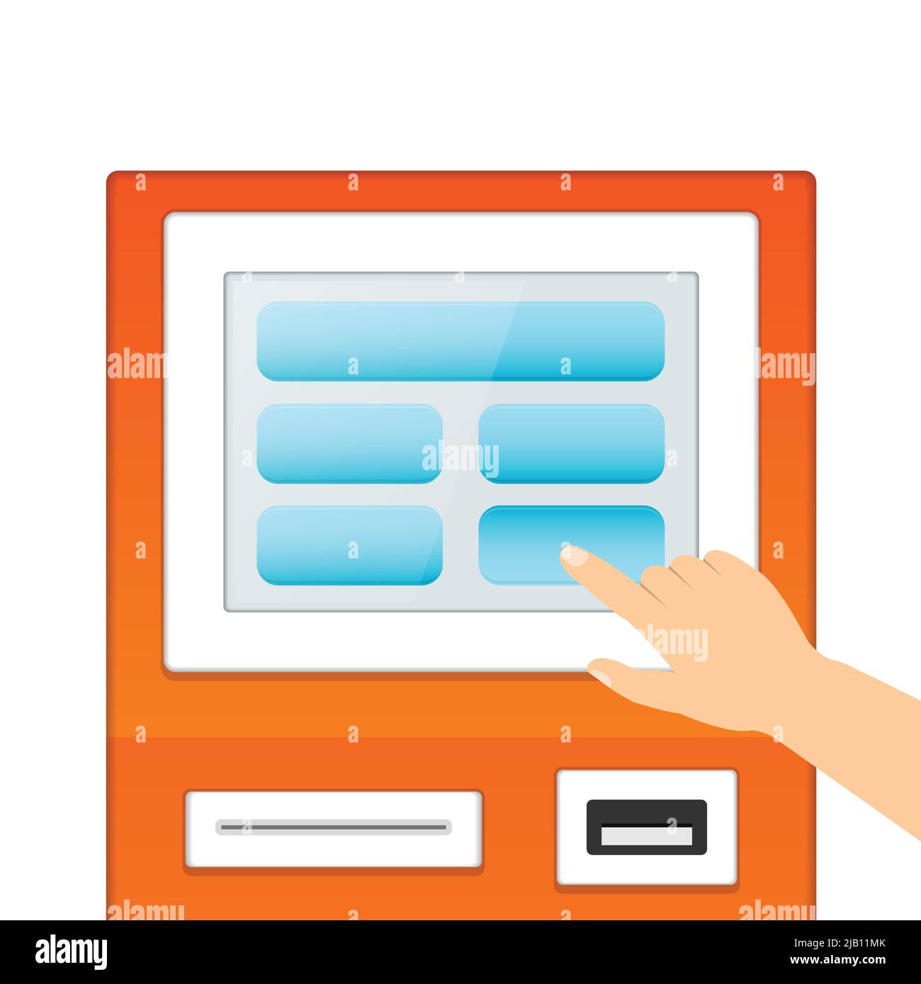 Information terminals monitor and hand touching screen service concept ...