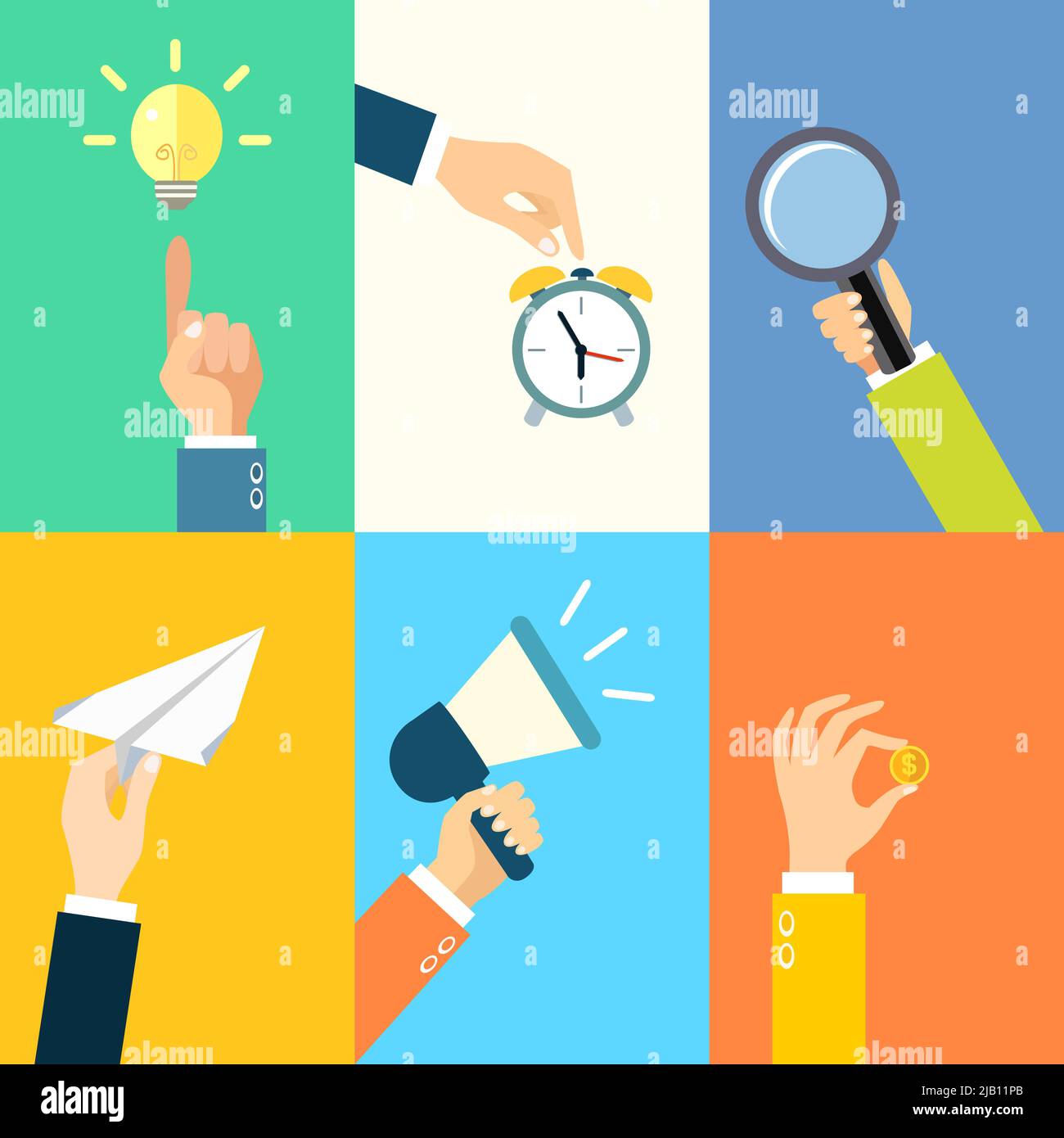 Business hands gestures design elements of pointing lightbulb idea ...