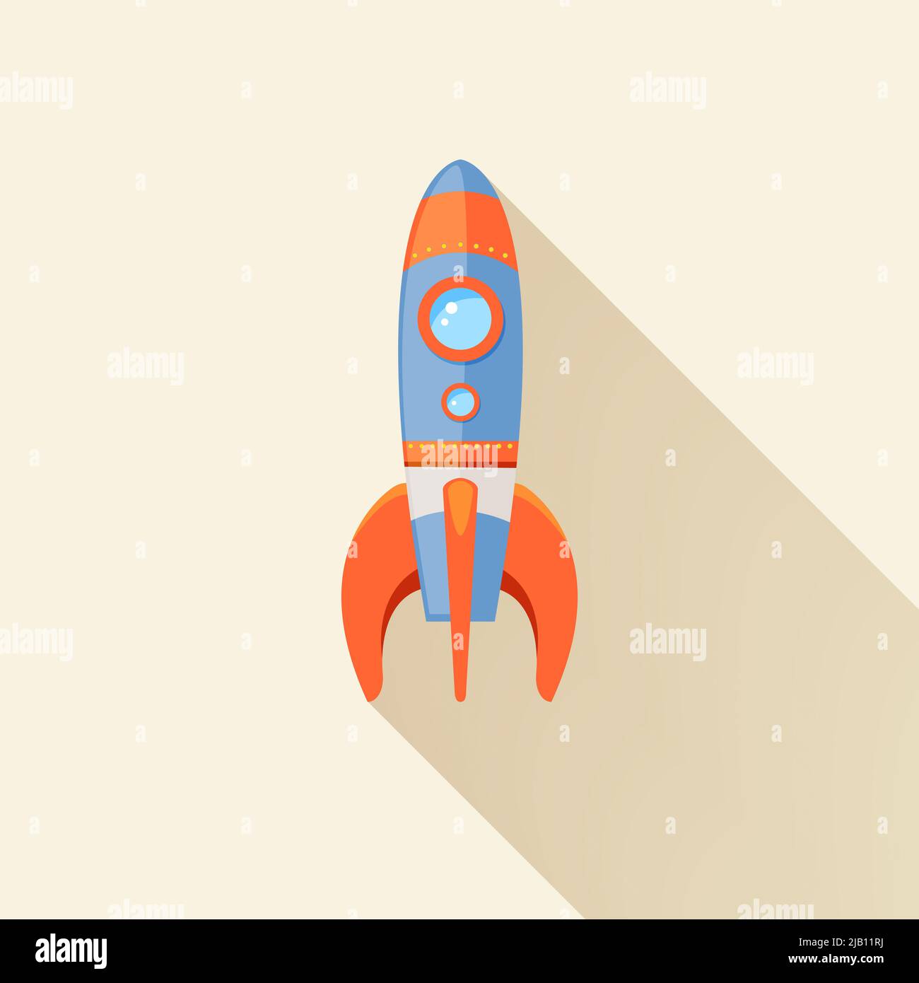 Space rocket ship start cartoon futuristic travel emblem with stars on ...