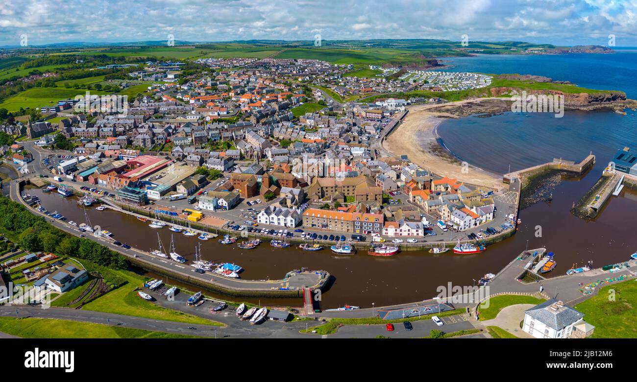 Aerial view from drone of town of Eyemouth in Berwickshire, Scottish ...