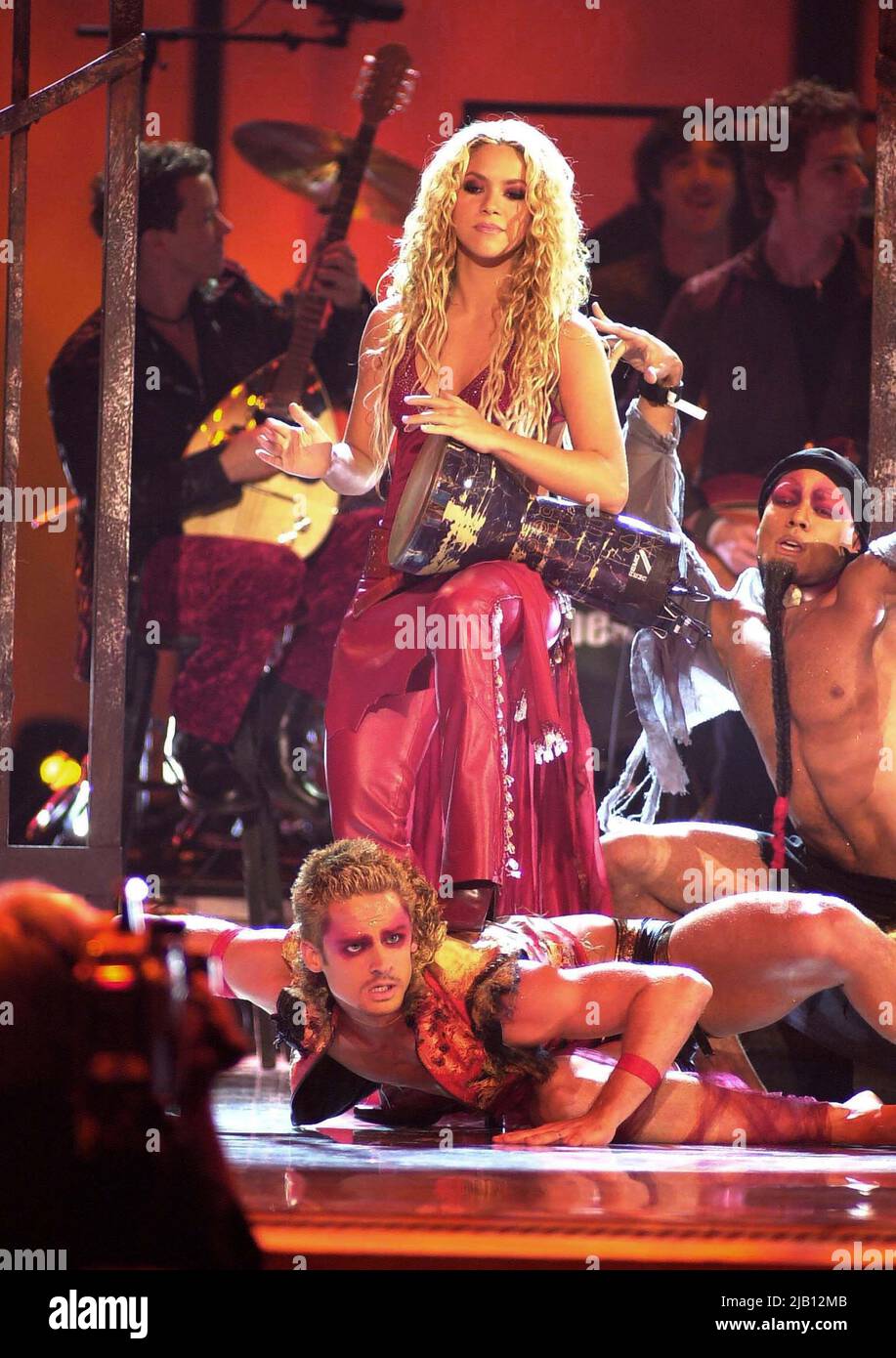 Shakira performing at the 1st annual Latin Grammys on Sept. 13, 2000 ...