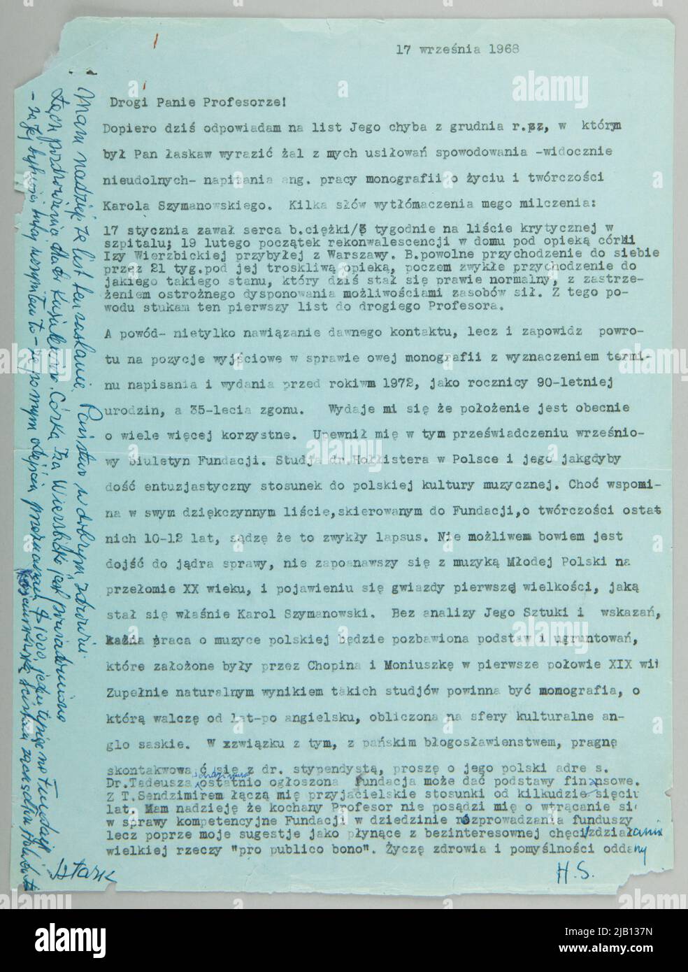 Heliodor's letter, a skeleton to Stefan Mierzwa of 17.09.1968 regarding ...