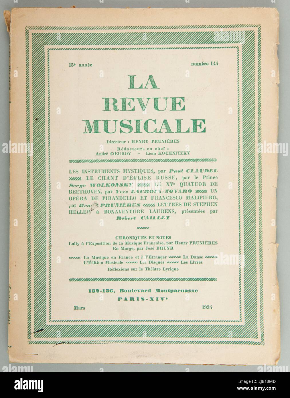 The magazine La Revue Musicale No. 144 (03.1934) with articles on ...
