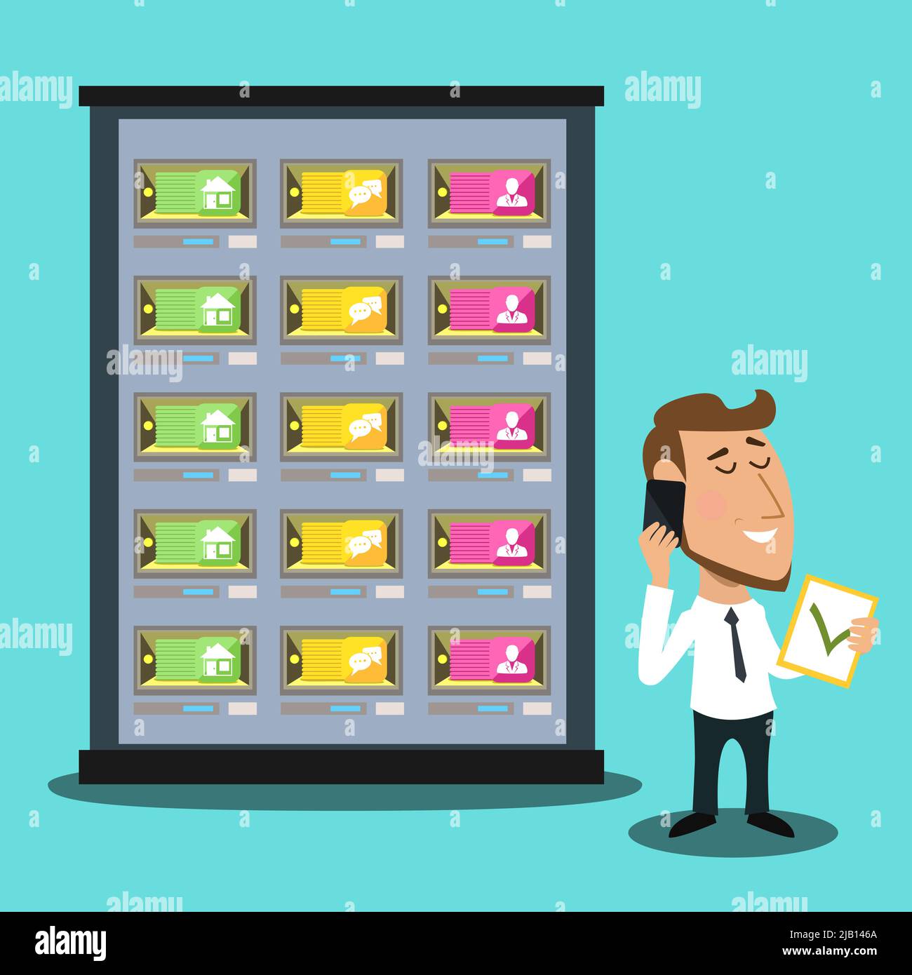 Adult IT support engineer with mobile phone in network technology ...