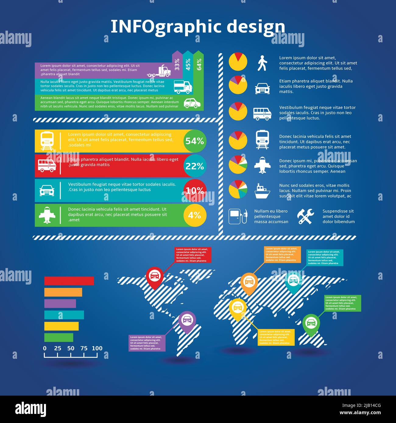 Transport traffic infographics elements for charts and graphs vector ...