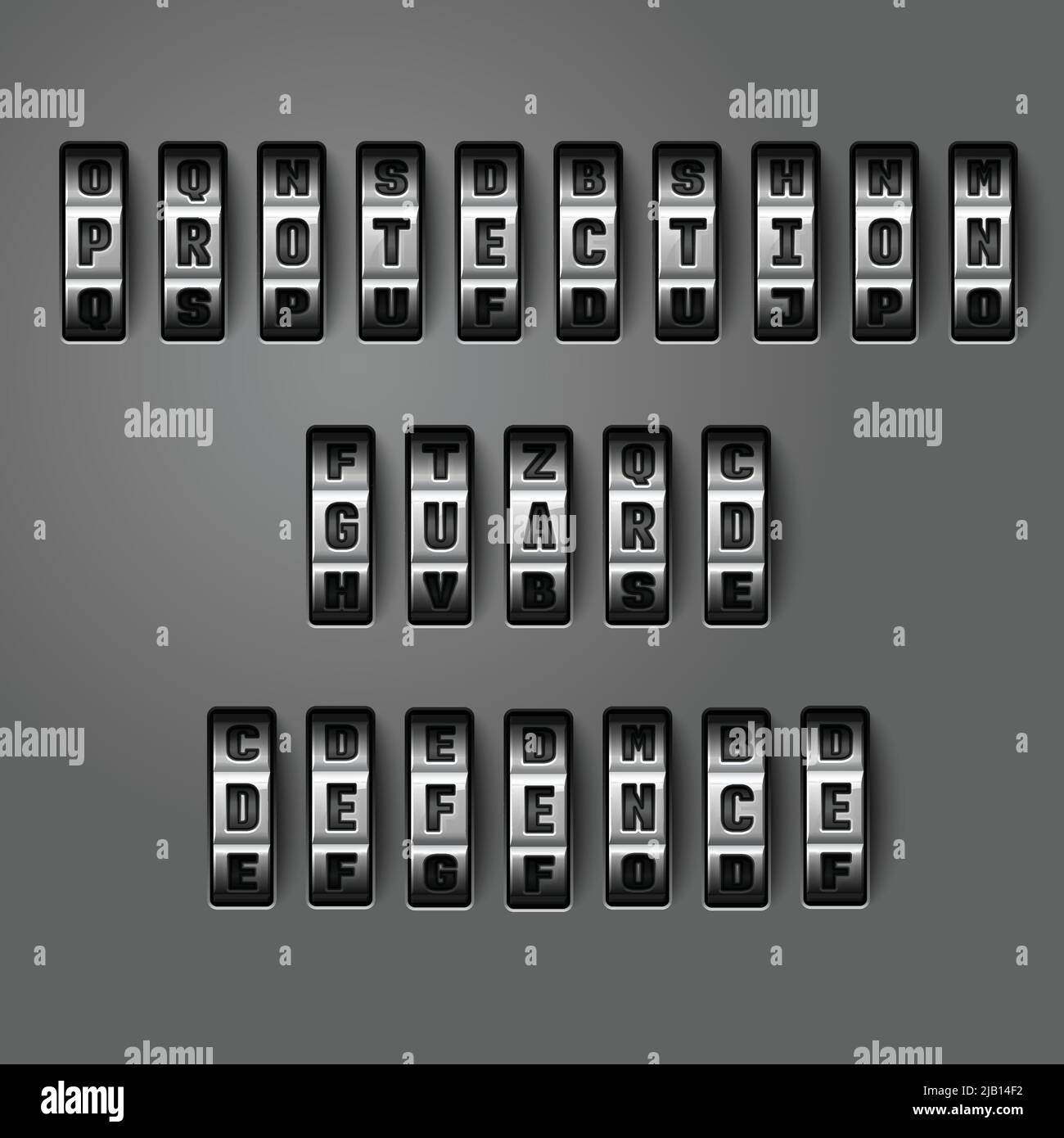 Protection guard defence words by mechanical alphabet for combination ...