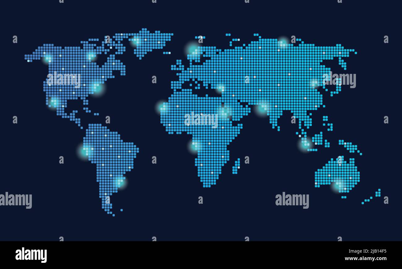 Global internet or social media technology network on earth map concept ...