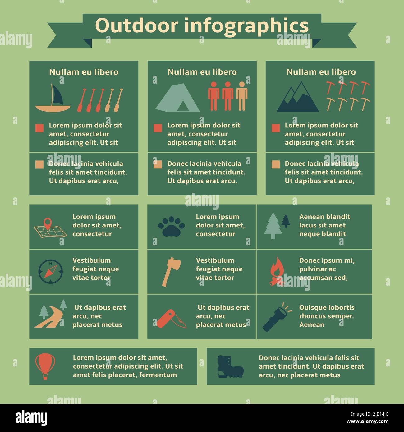 Camping outdoor activity tourism infographic hi-res stock photography ...