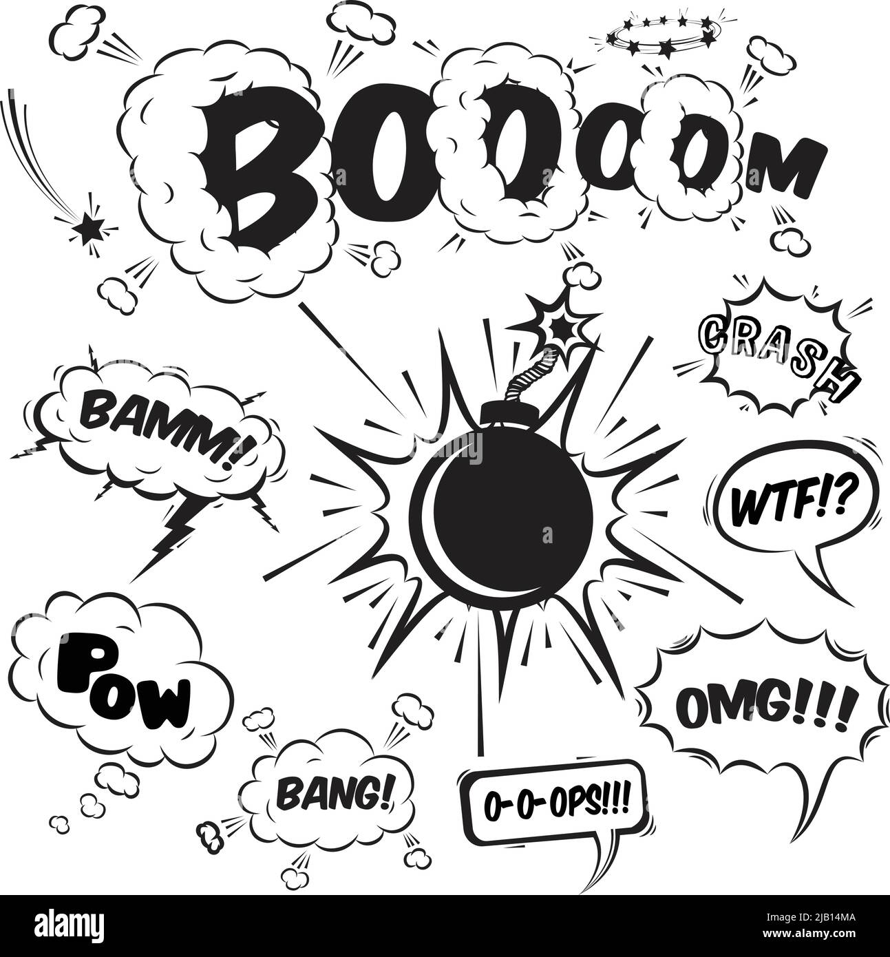 Comic speech bubbles design elements collection isolated vector ...