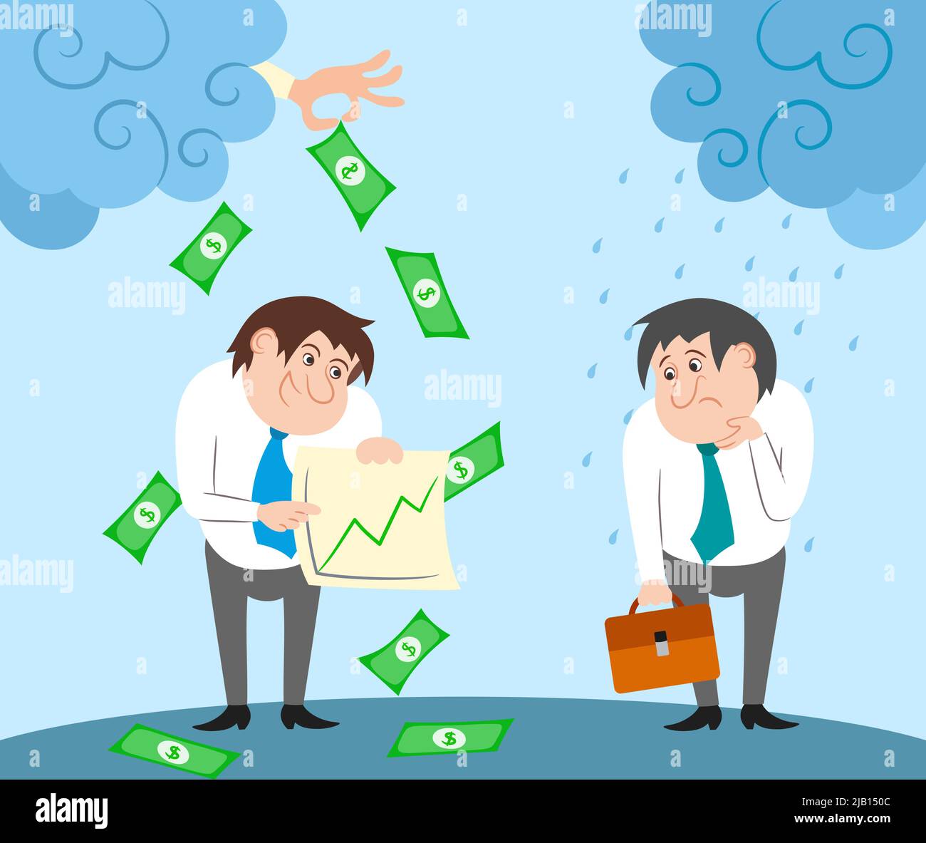 Successful and failed businessman characters contrast concept vector ...