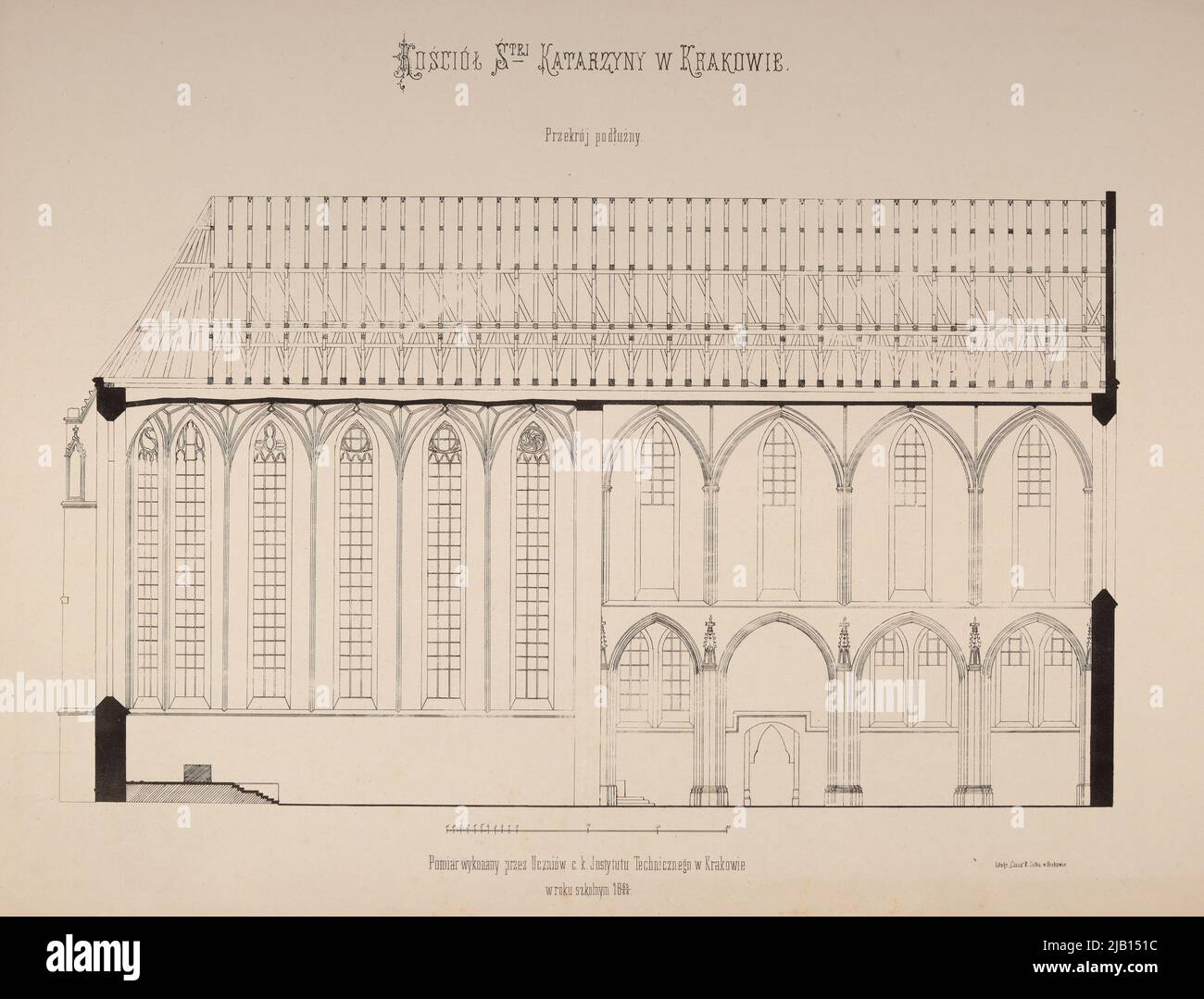 Krakow church of St. Katarzyna in Krakow longitudinal cross section ...