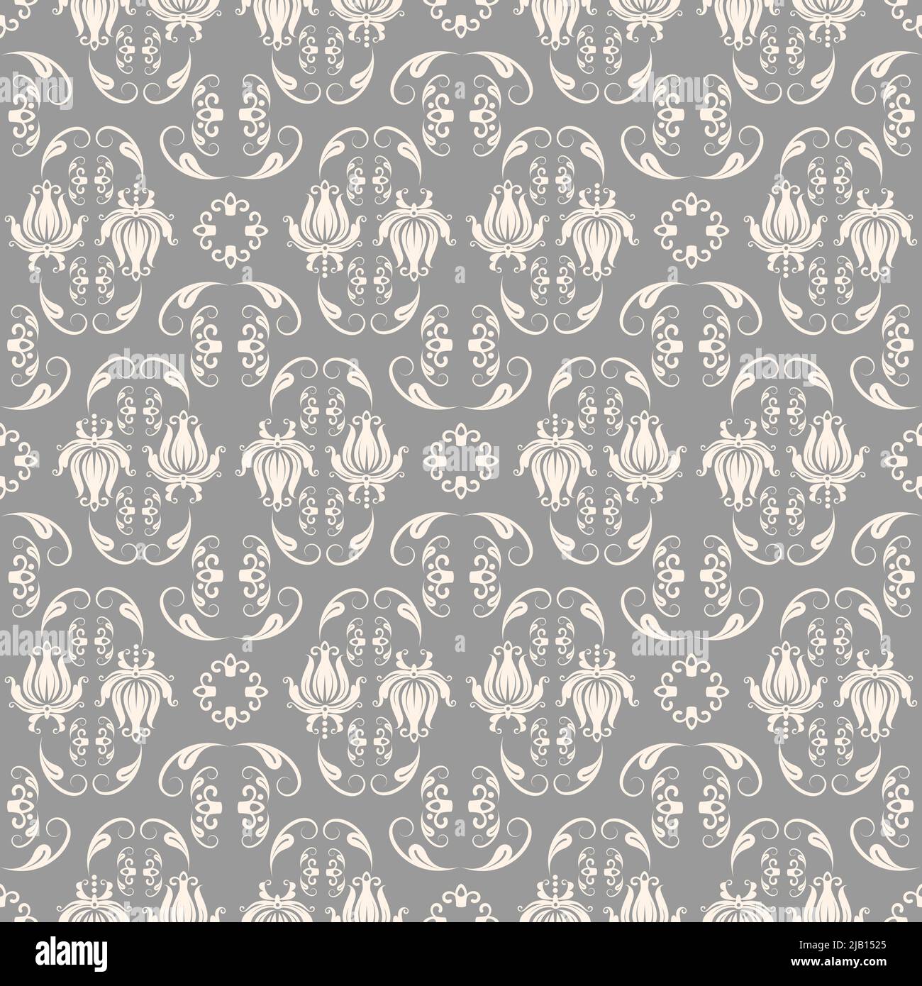 Seamless beige on grey baroque pattern vector illustration Stock Vector ...