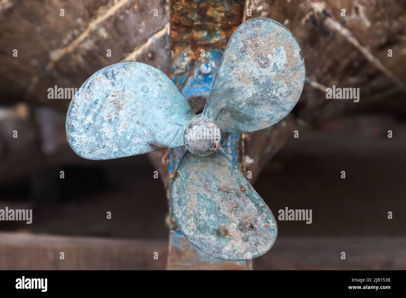 Rusty old boat propeller, close up photo with selective focus Stock ...