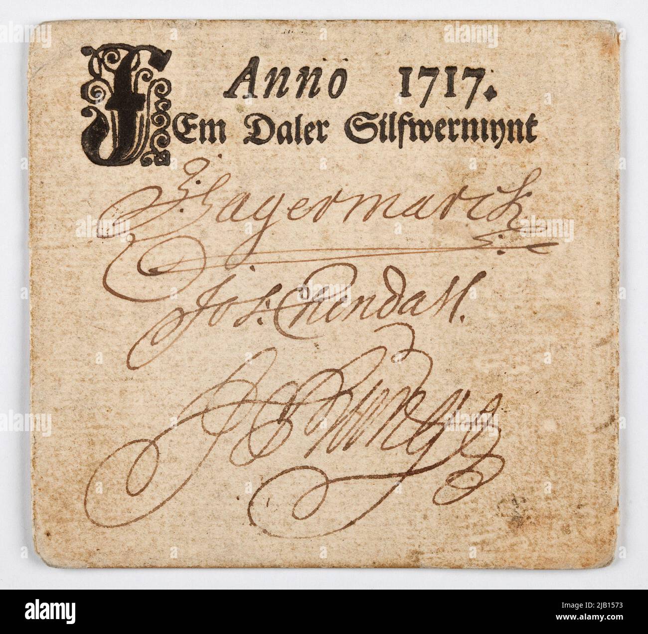 Banknote at 5 Daler Smt., Karol XII (1697 1718), Sweden 1717 Stock ...