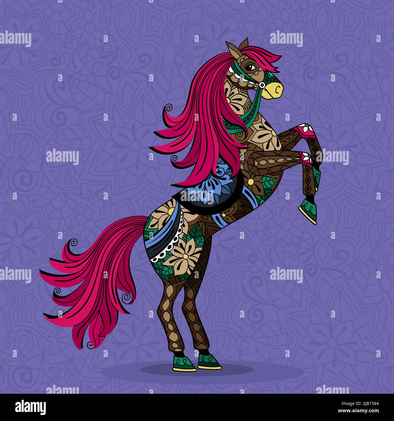 Prancing horse in rainbow patterns vector illustration Stock Vector ...