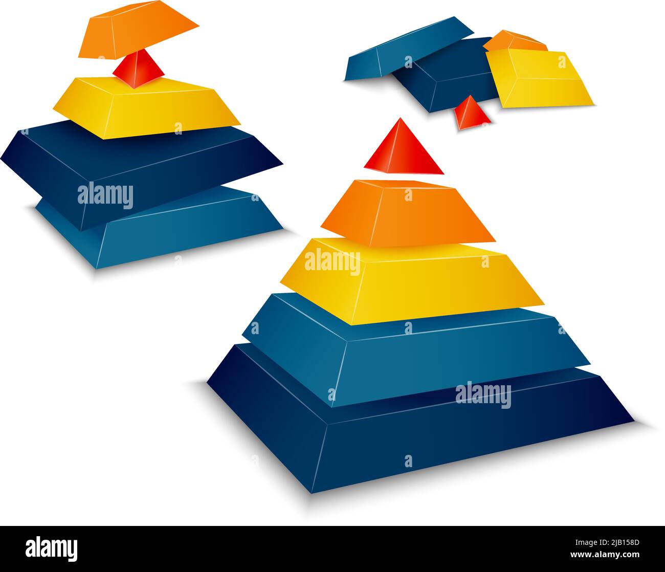 Pyramid assembled, disassembled and as parts vector illustration Stock ...