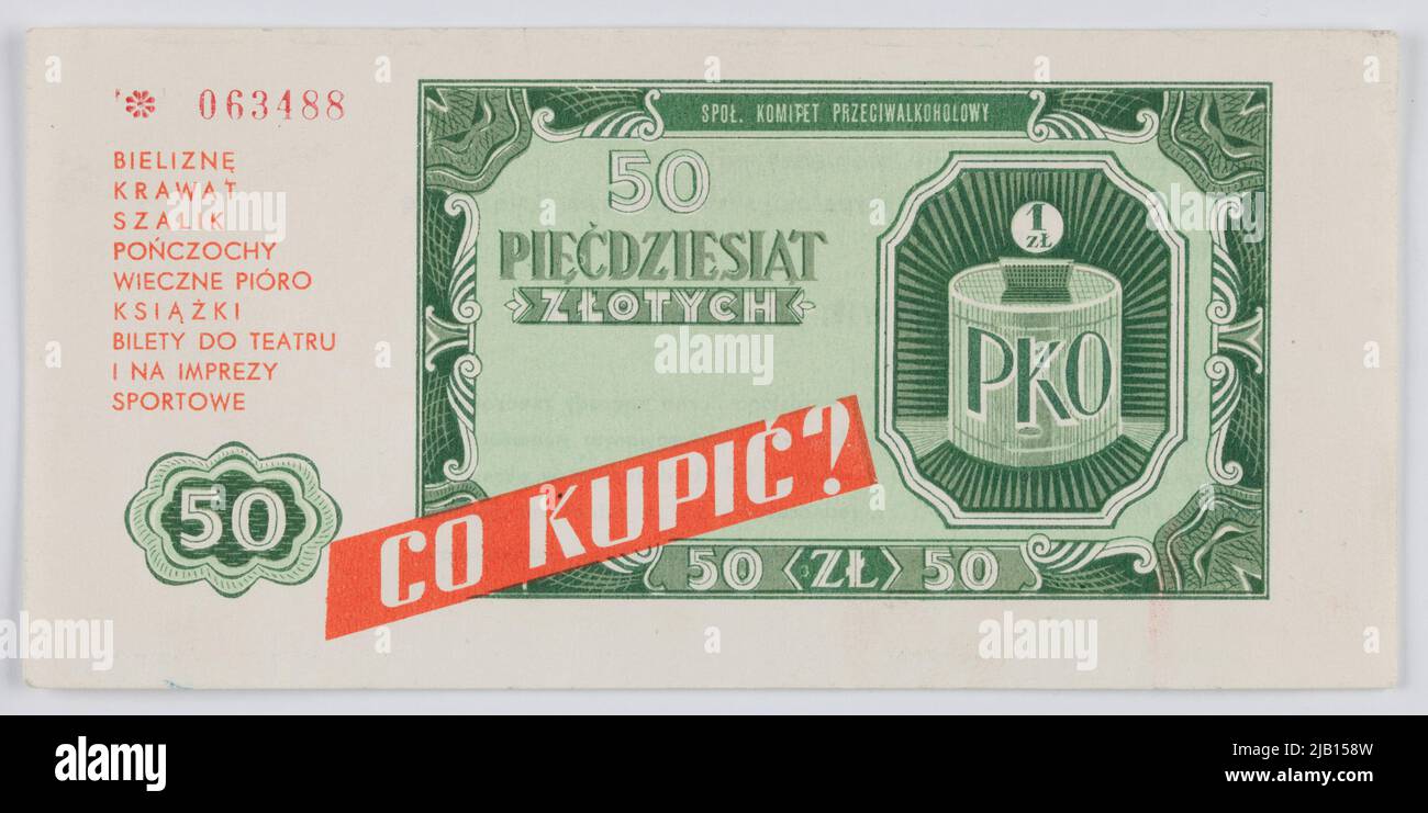 Propaganda banknote for 50 zlotys of the Social Opening Committee of ...