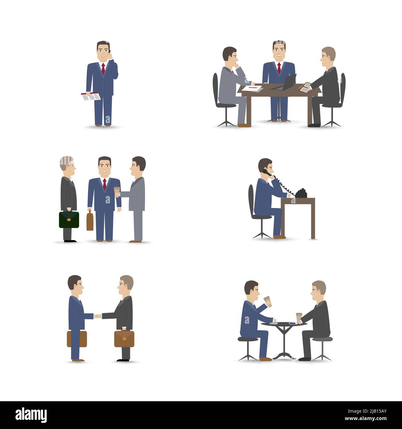 Business people negotiations scenes set vector illustration Stock ...