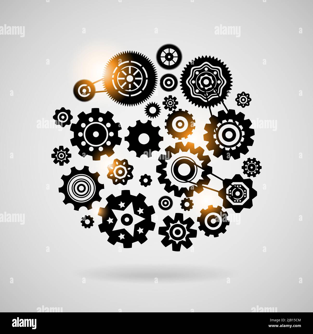 Cogs and gears teamwork concept or symbol vector illustration Stock ...