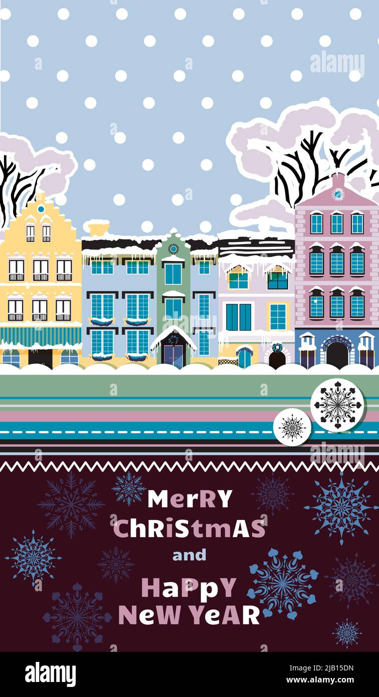 Christmas snowflakes invitation card template vector illustration Stock ...