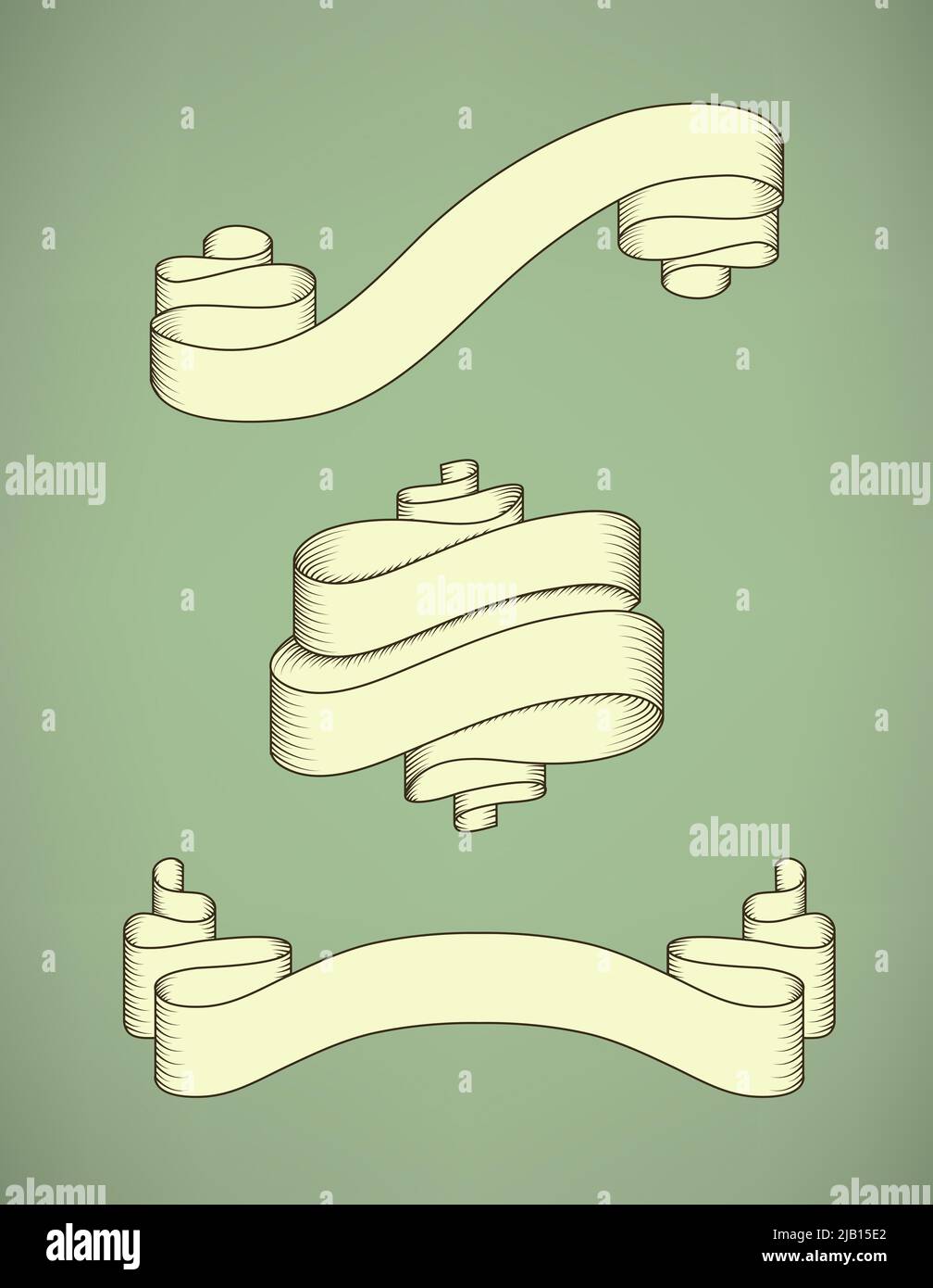 Retro calligraphic decorative ribbon set vector illustration isolated ...