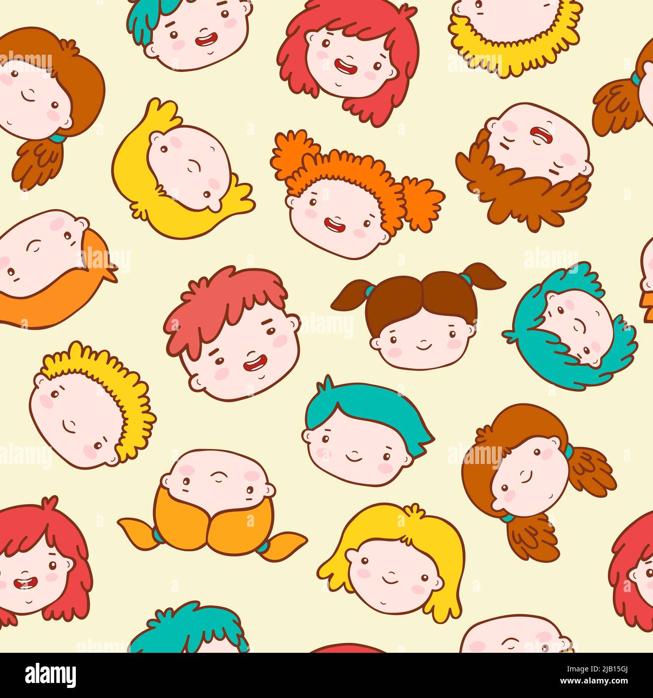 Funny seamless background with doodle kids vector illustration Stock ...