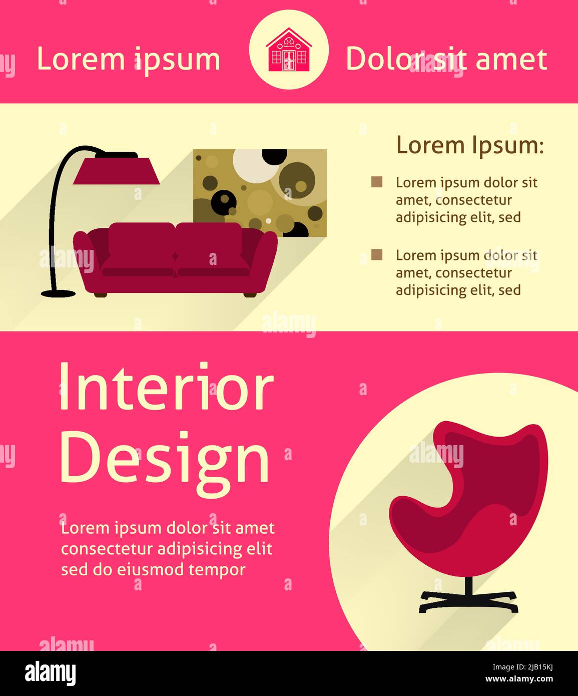 Modern interior design poster template vector illustration Stock Vector ...