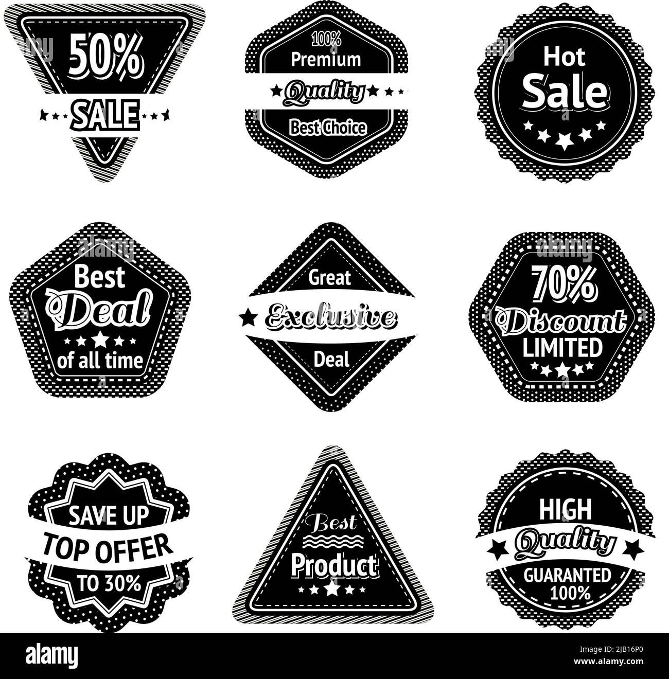 Sale tags and stickers set for best price high quality and exclusive ...