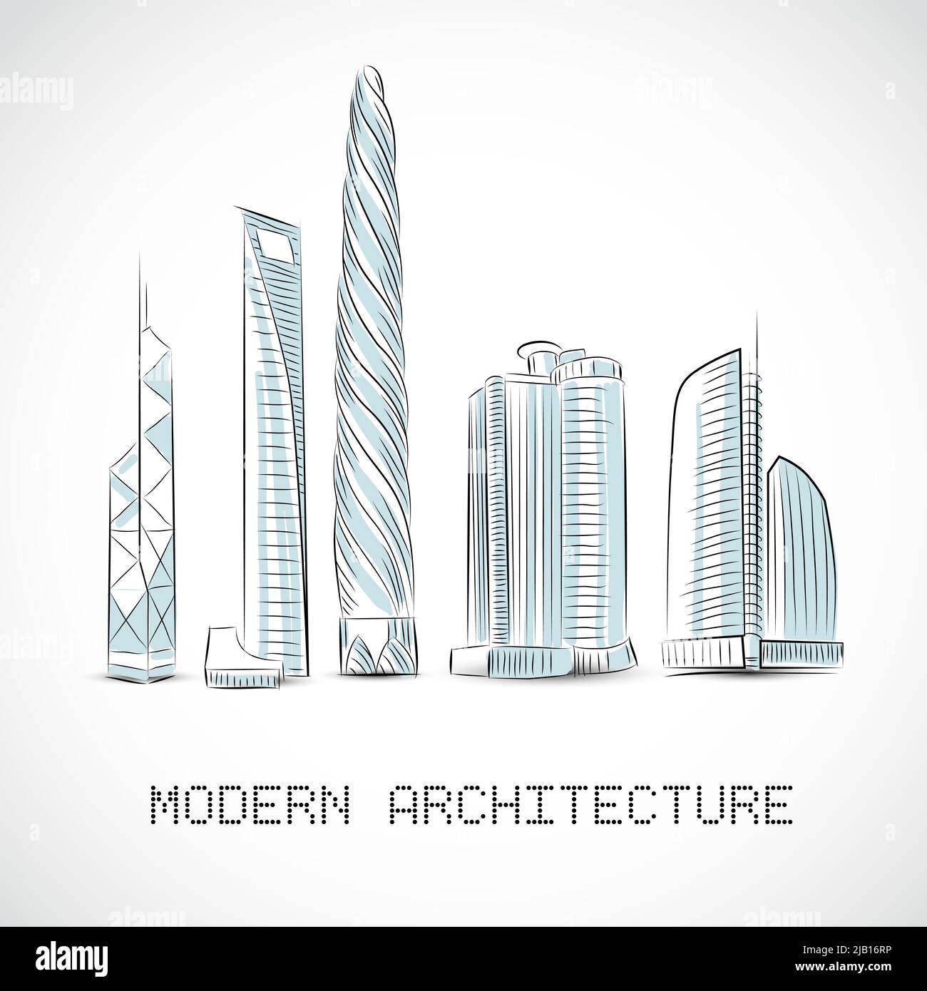 Buildings collection of modern skyscrapers isolated sketch vector ...