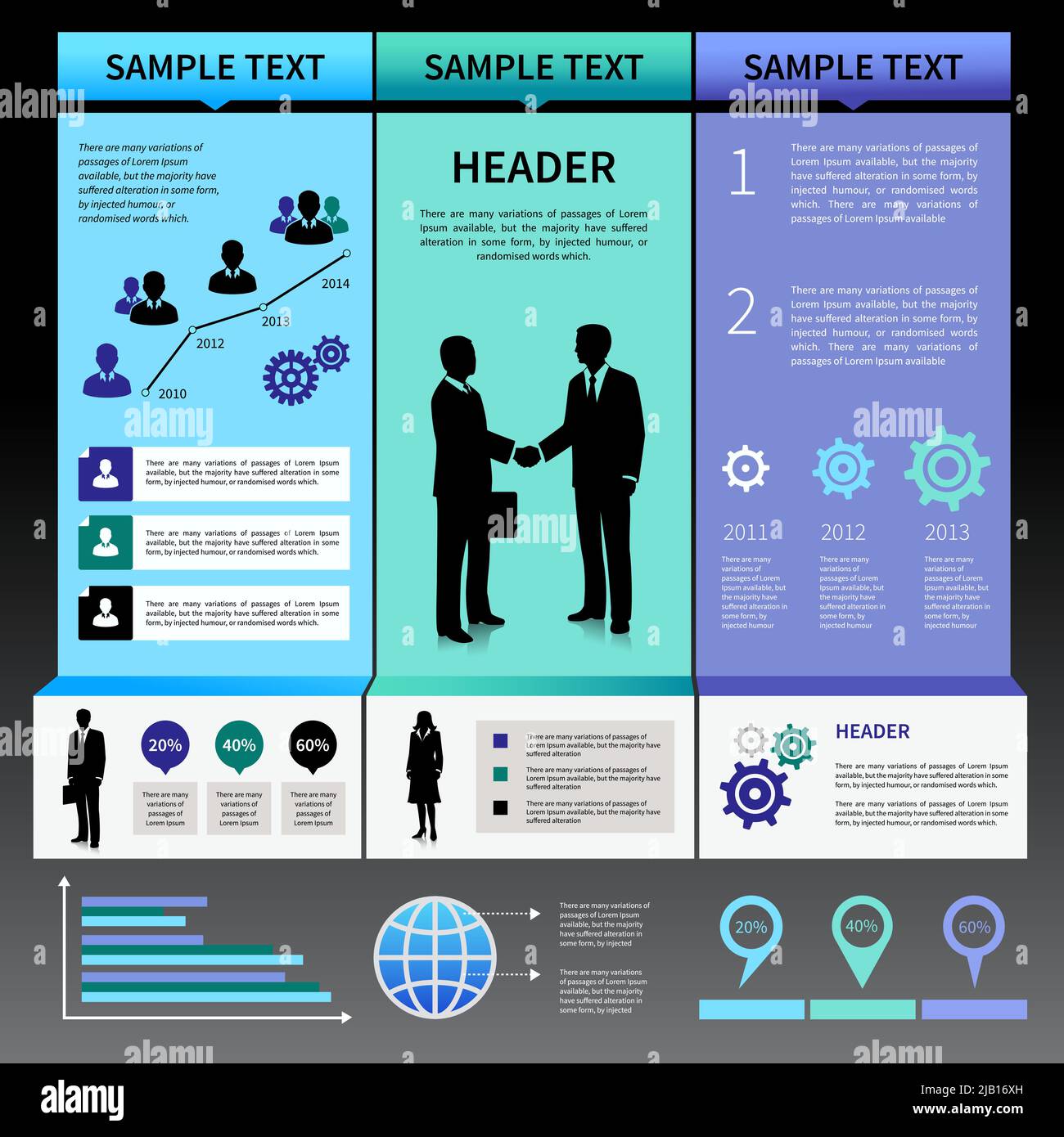 Infographics presentation layout template with business people ...