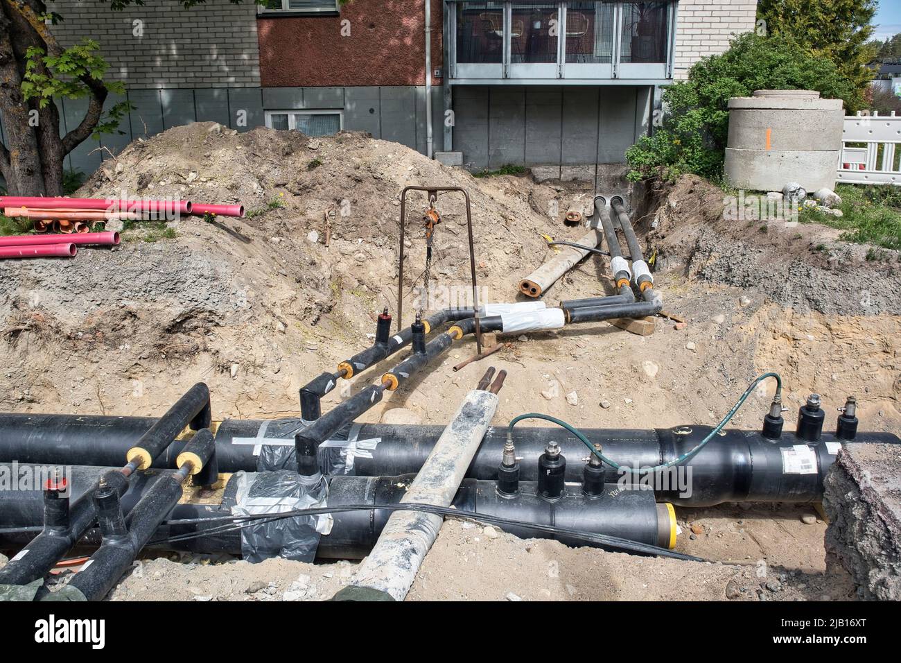 district heating system pipeline and replacement of old pipes, Finland ...