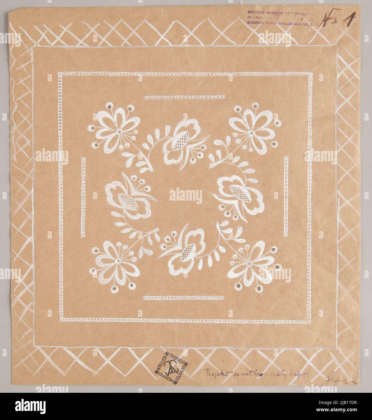 White embroidery project for a napkin Grą BSKA, Stefania Stock Photo ...