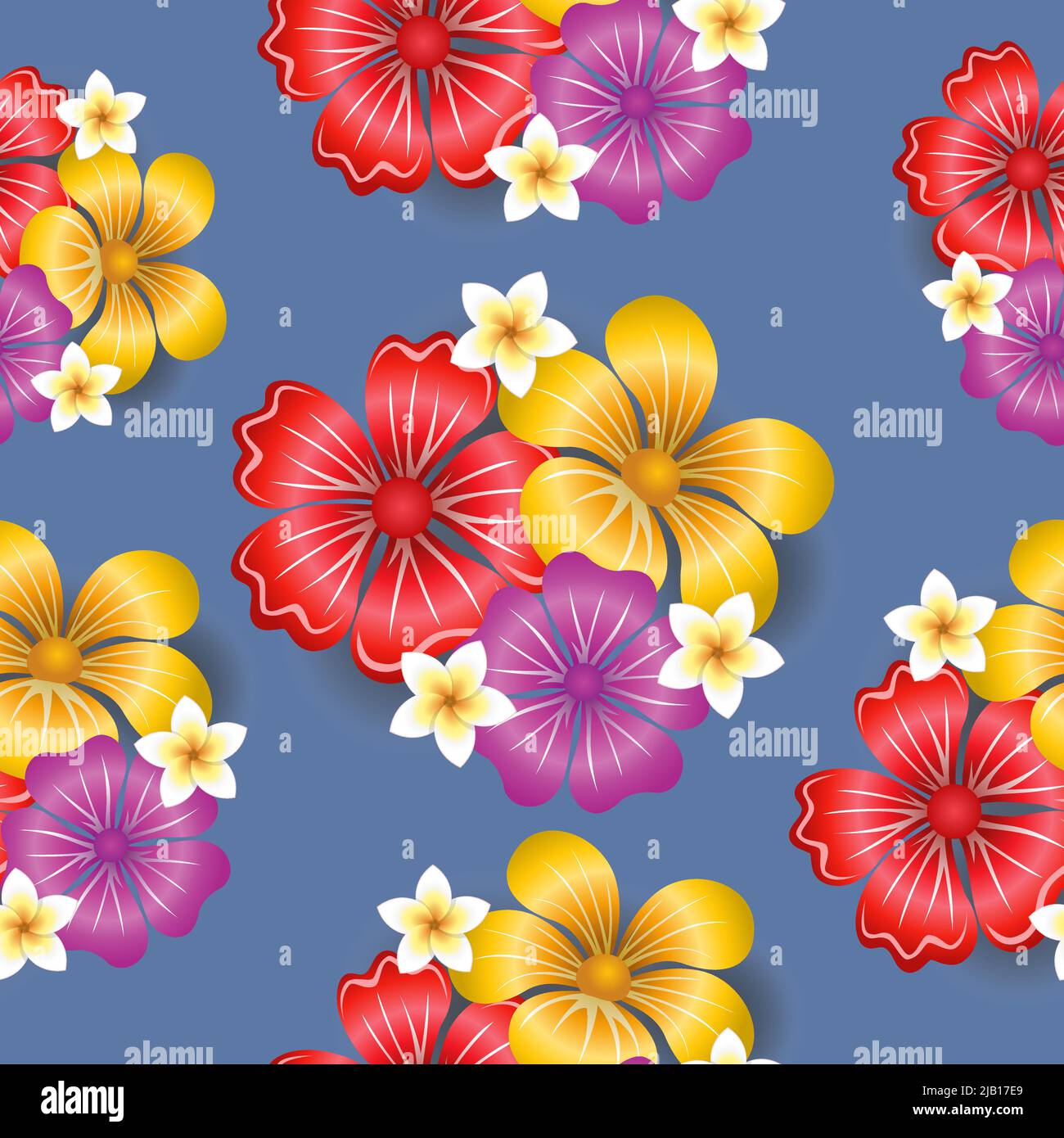 Tropical flowers seamless pattern background vector illustration Stock ...