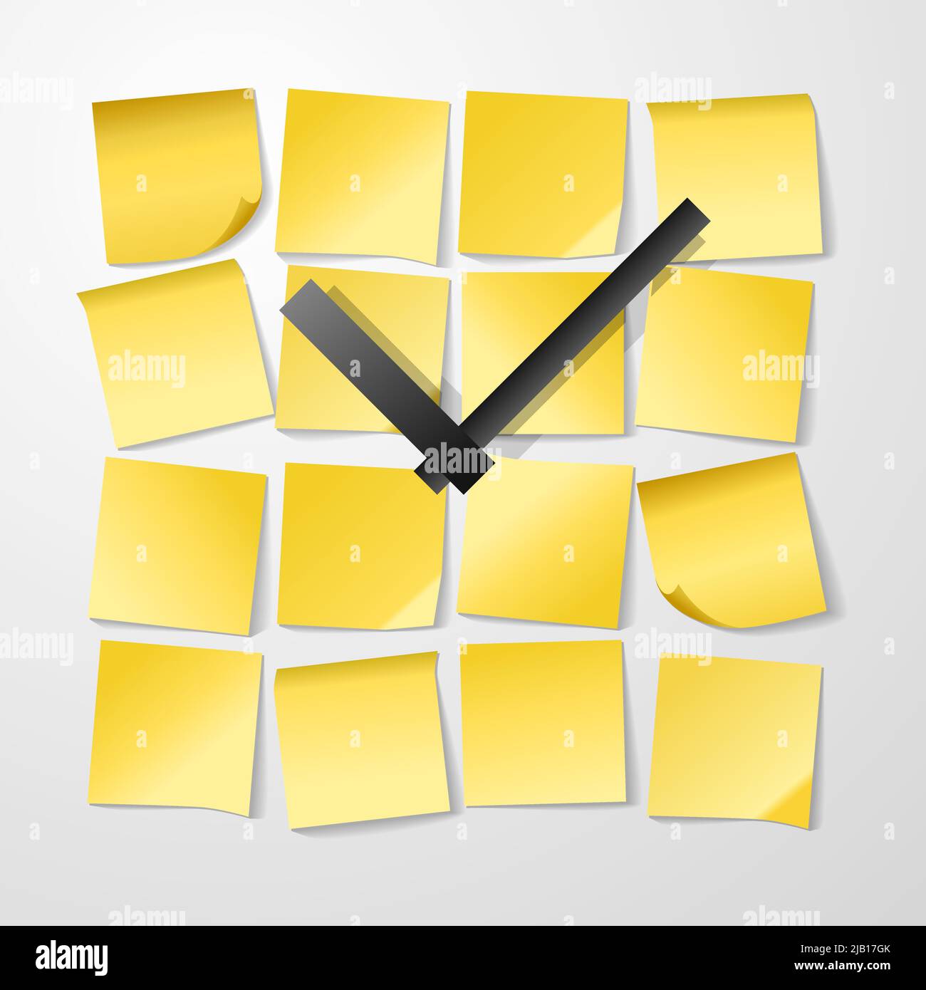 Paper clock design with stickers to take notes vector illustration ...