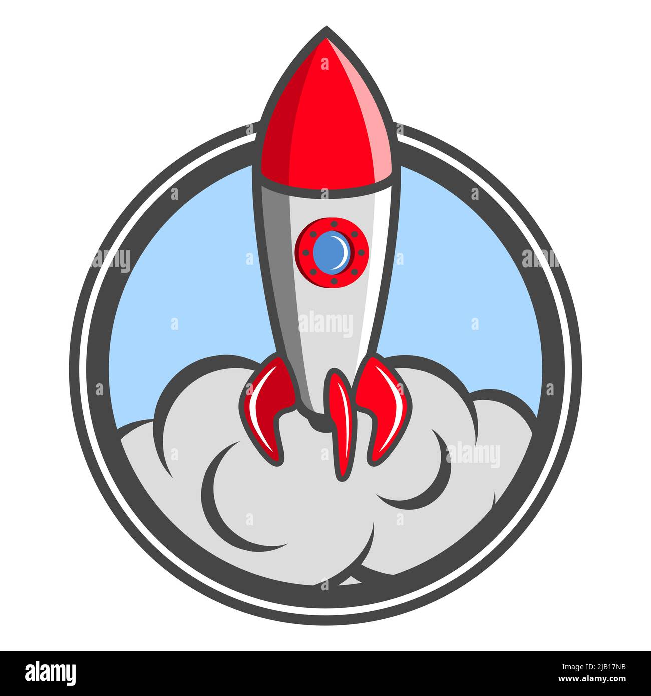 Starting up rocket emblem isolated vector illustration Stock Vector ...