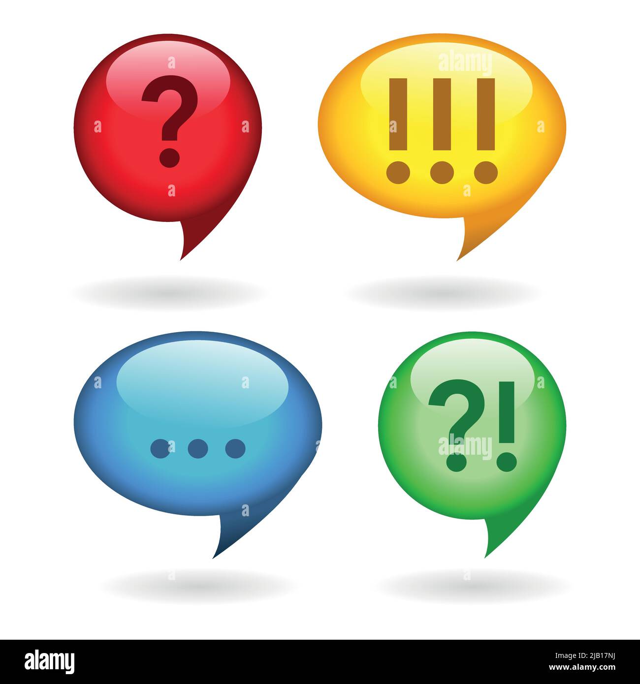 Ellipsis, exclamation, question marks iconset isolated vector ...
