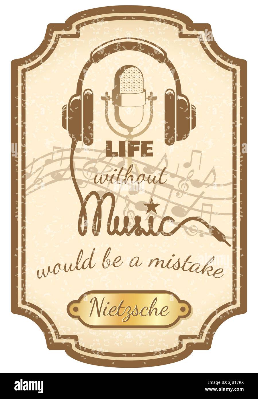 Retro live music poster with mic and headphones vector illustration ...