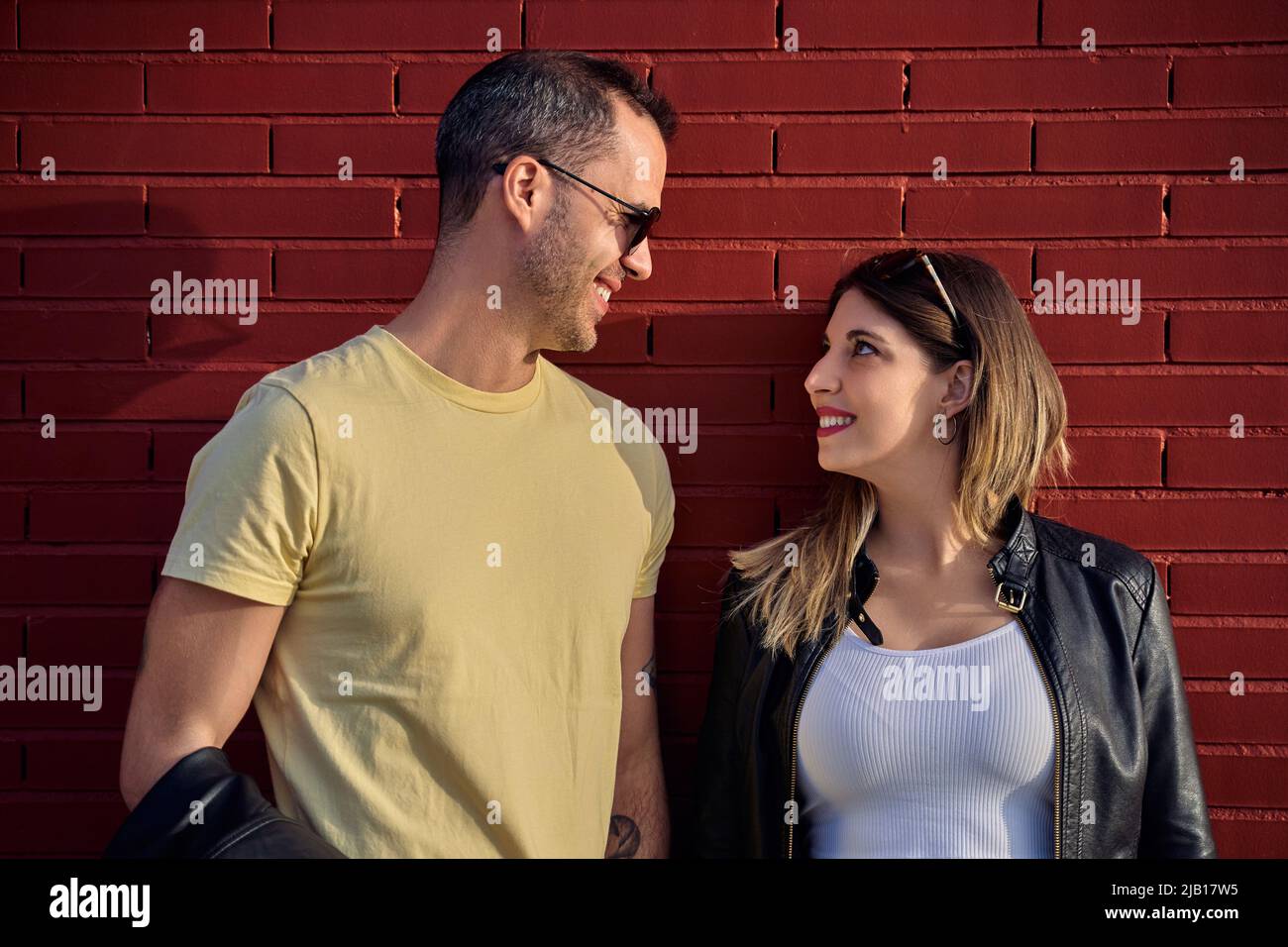 Loving couple look other kiss hi-res stock photography and images - Alamy