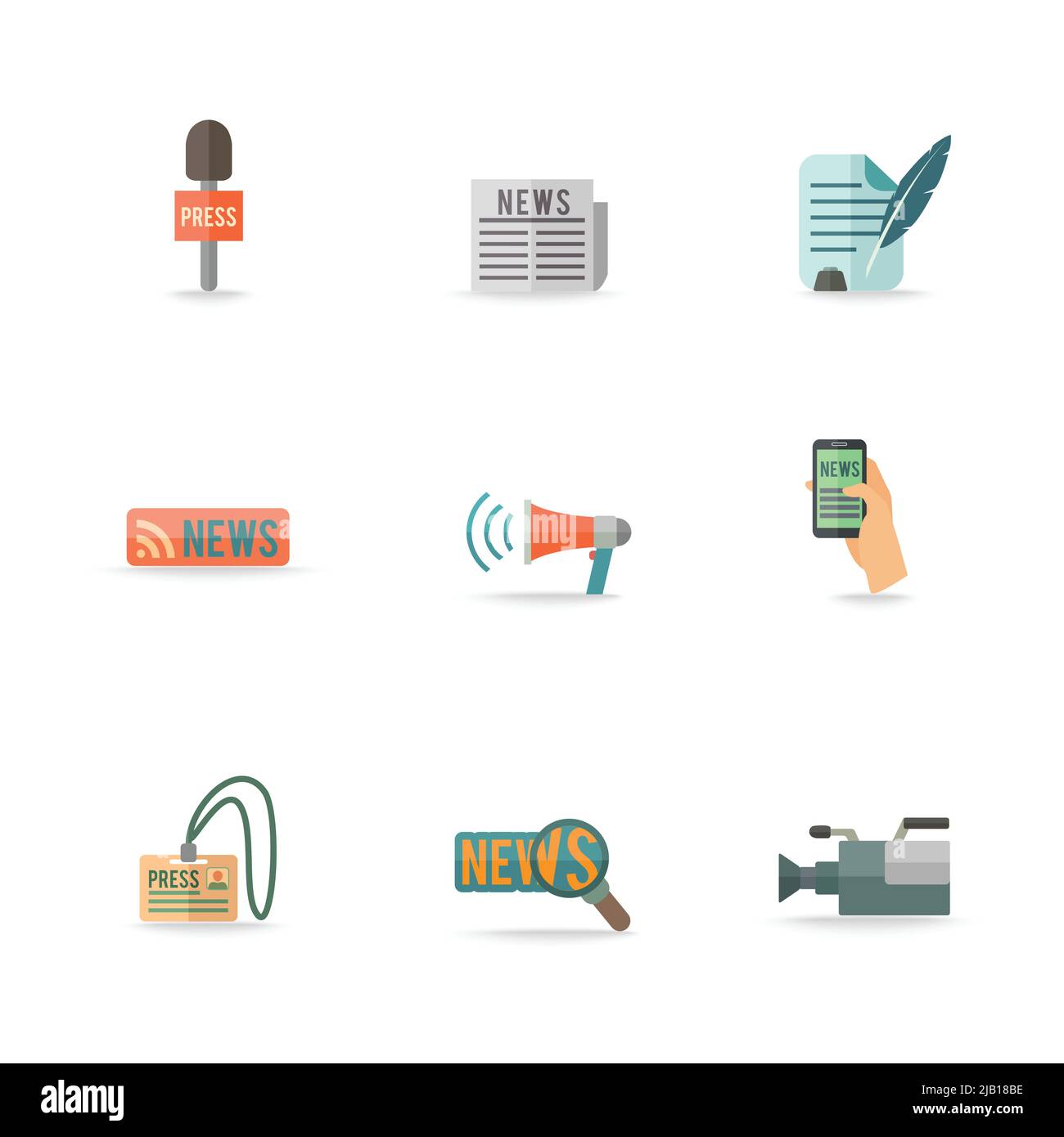 Social media mobile press center reporter symbols emblems design ...