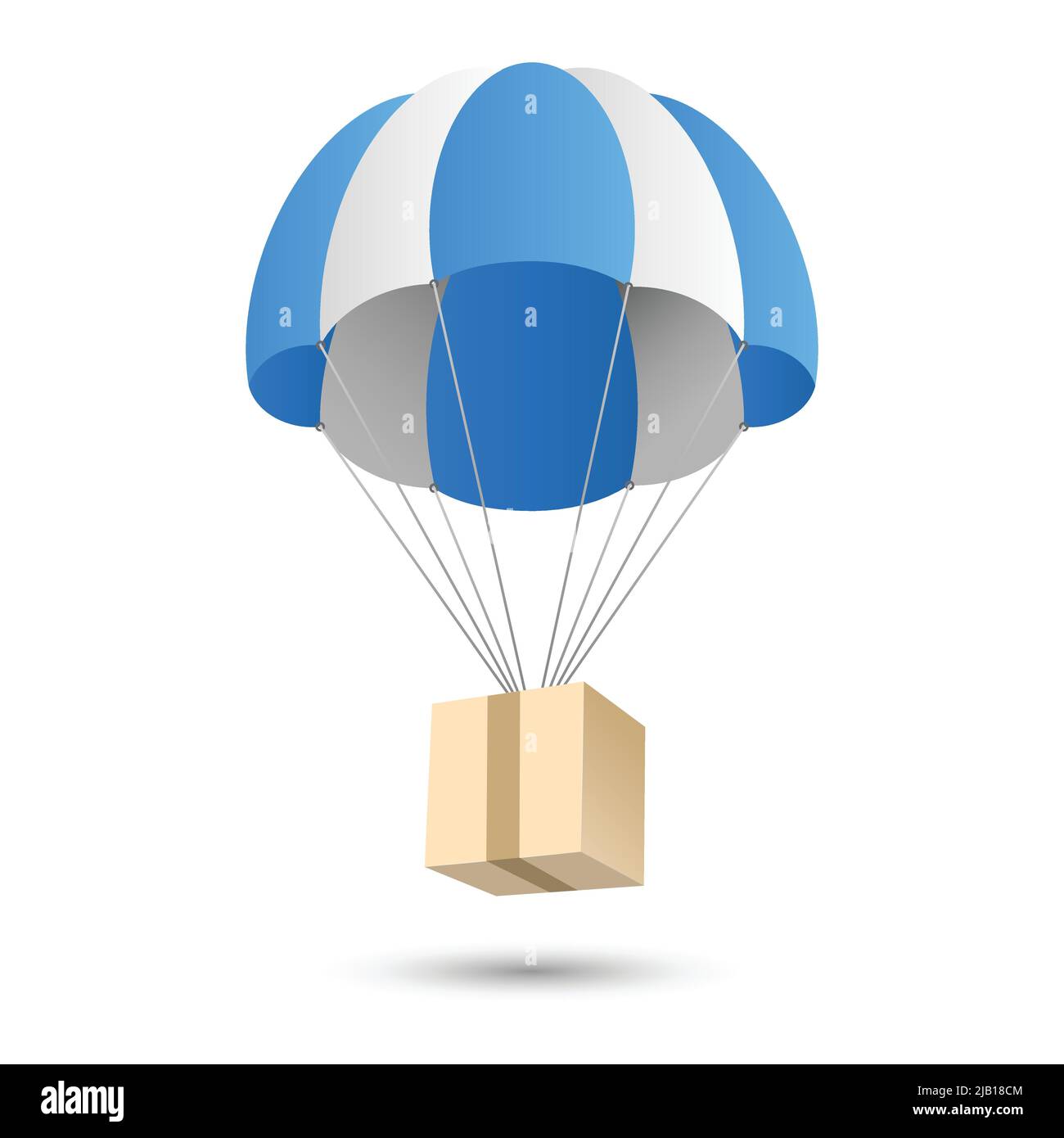 Parachute gift box package aerial post delivery emblem icon vector ...