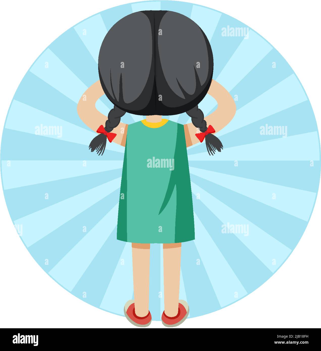 Back of girl simple cartoon character illustration Stock Vector Image ...