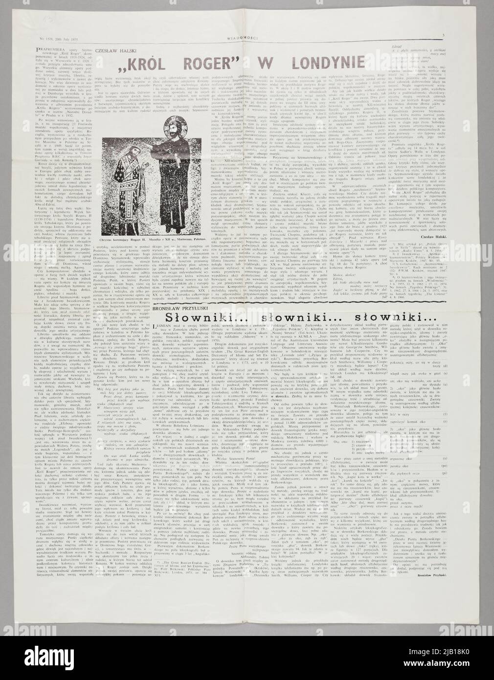 Polish press clippings in England Wiadomości article King Roger in ...