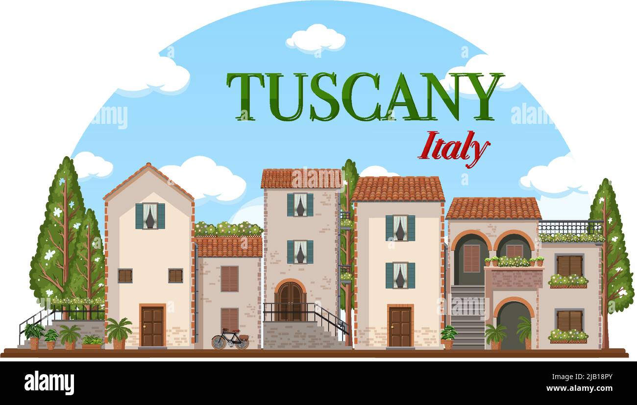Tuscany Italy Landmark Logo Banner illustration Stock Vector Image ...
