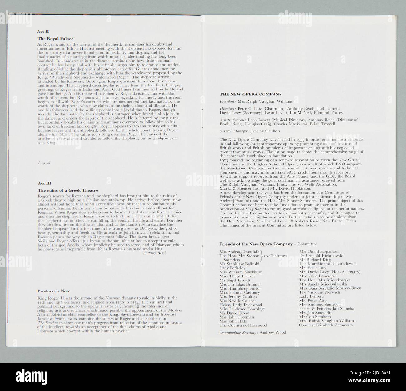 Karol Szymanowski's opera program King Roger issued on 14 and 17.05. ...