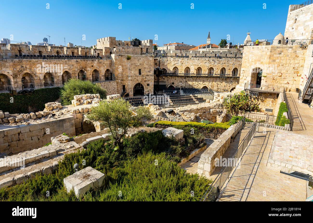 Jerusalem, Israel - October 12, 2017: Inner courtyard, walls and ...